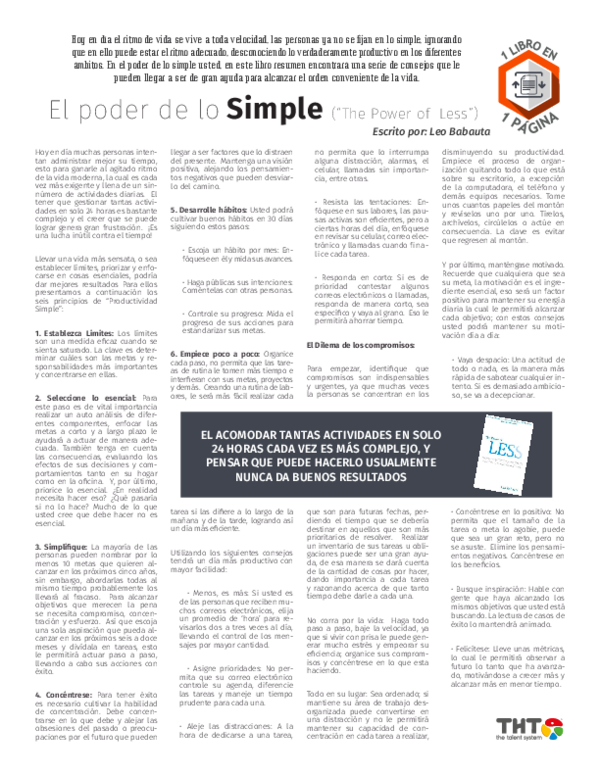 (PDF) El poder de lo Simple ("The Power of Less"