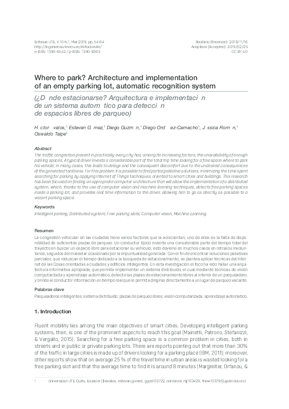 (PDF) Where to park? Architecture and implementation of an empty parking lot, automatic ...