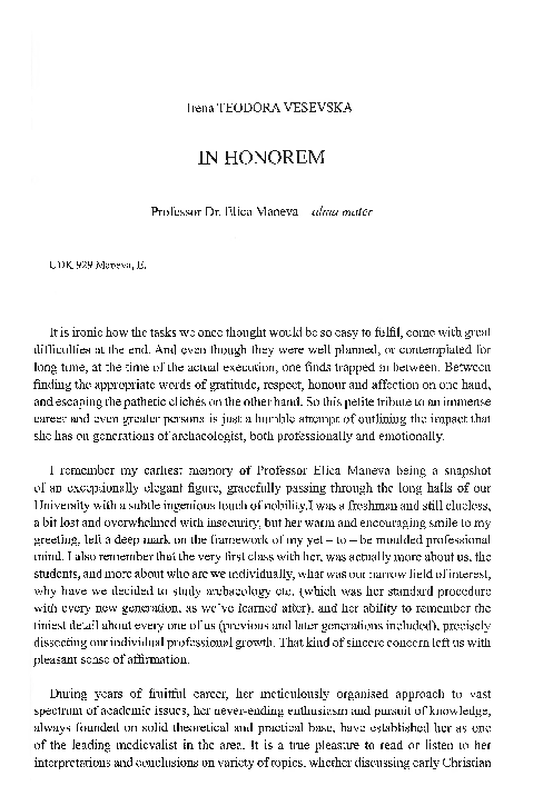 (PDF) IN HONOREM Professor Dr. Elica Maneva - alma mater