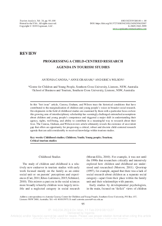 (PDF) Progressing a Child-centred Research Agenda in Tourism Studies ...