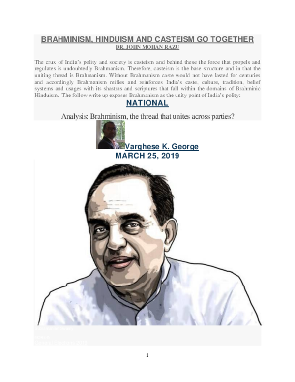 (PDF) BRAHMINISM, HINDUISM AND CASTEISM GO TOGETHER