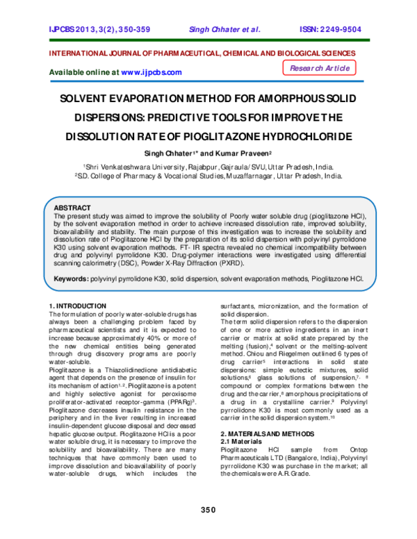 (PDF) SOLVENT EVAPORATION METHOD FOR AMORPHOUS SOLID DISPERSIONS ...