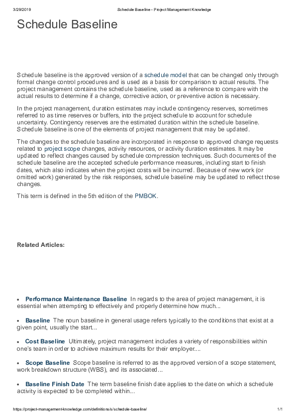 (PDF) Schedule Baseline