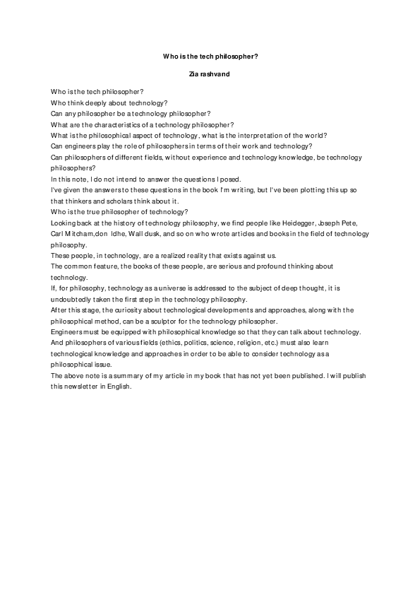 (PDF) Who is the tech philosopher