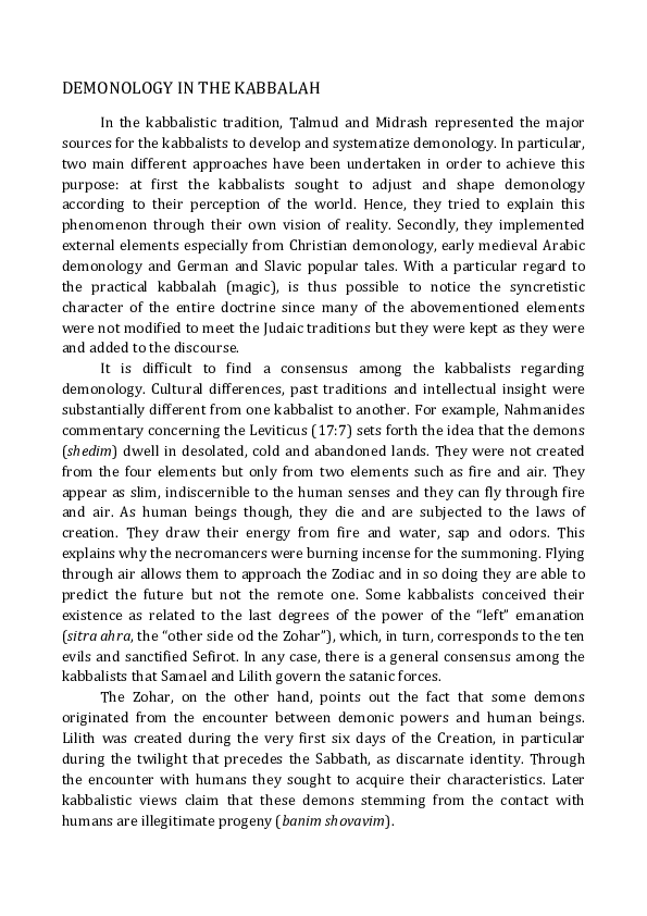 (PDF) DEMONOLOGY IN THE KABBALAH