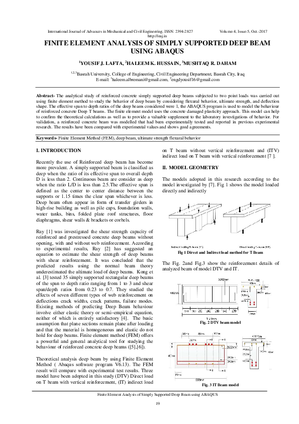 (PDF) FINITE ELEMENT ANALYSIS OF SIMPLY SUPPORTED DEEP BEAM USING ABAQUS