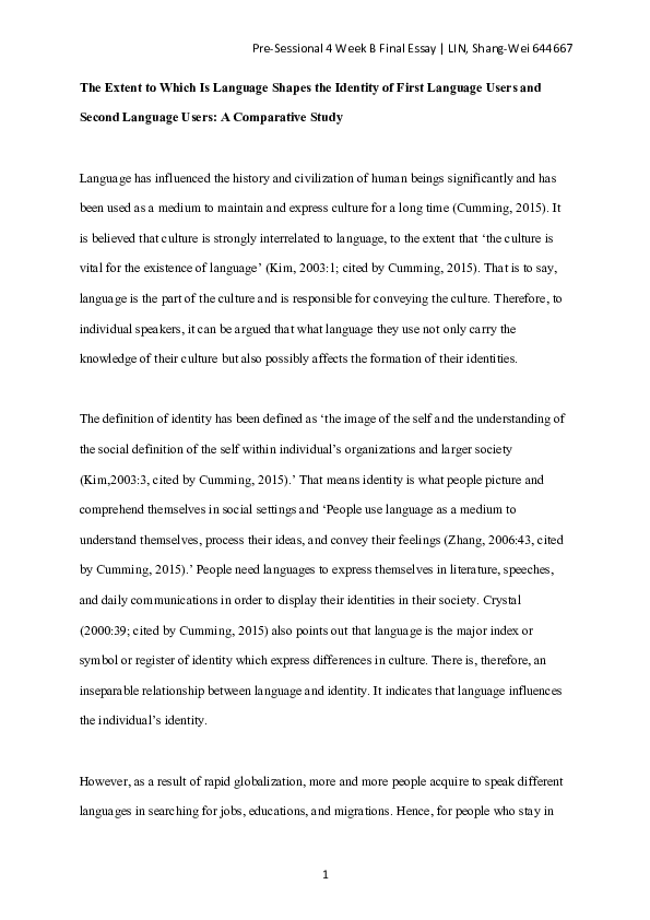 (PDF) The Extent to Which Is Language Shapes the Identity of First ...
