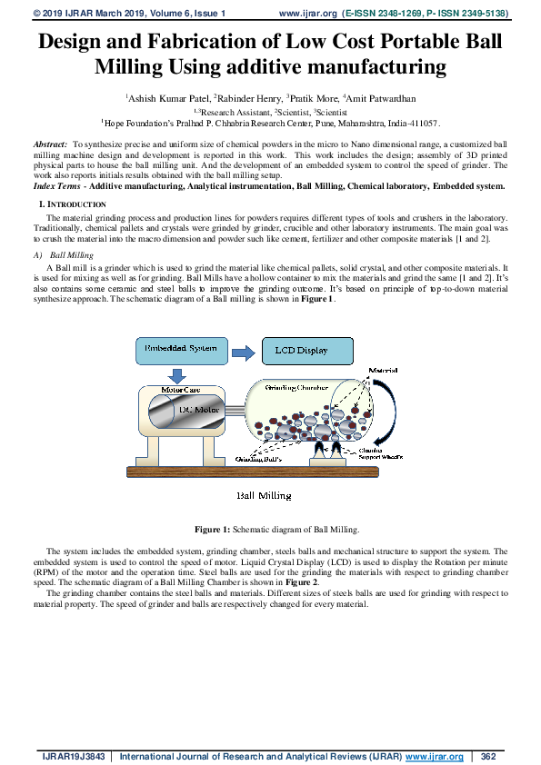 (PDF) Design and Fabrication of Low Cost Portable Ball Milling Using ...