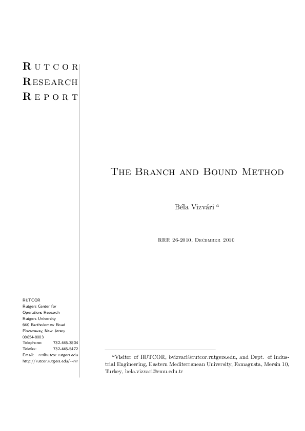 (PDF) The Branch and Bound Method