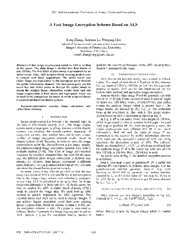 (PDF) A Fast Image Encryption Scheme Based on AES
