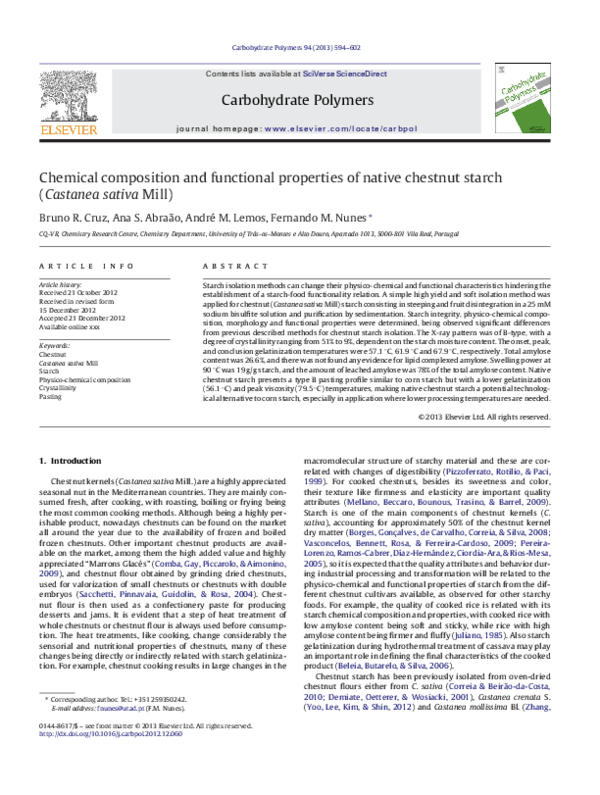 (PDF) Chemical composition and functional properties of native chestnut ...