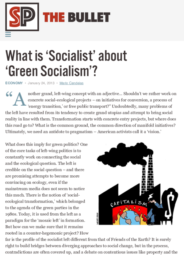 (PDF) What is Socialist about Green Socialism The Bullet