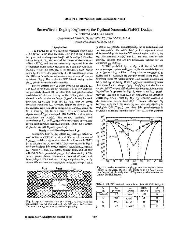 (PDF) Source/Drain-Doping Engineering for Optimal Nanoscale FinFET Design