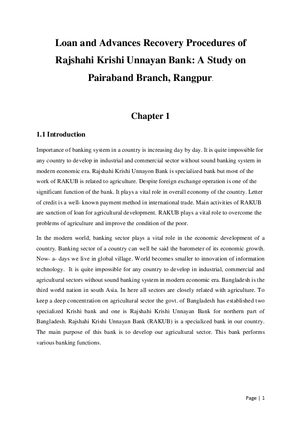 (PDF) Loan and Advances Recovery Procedures of Rajshahi Krishi Unnayan ...