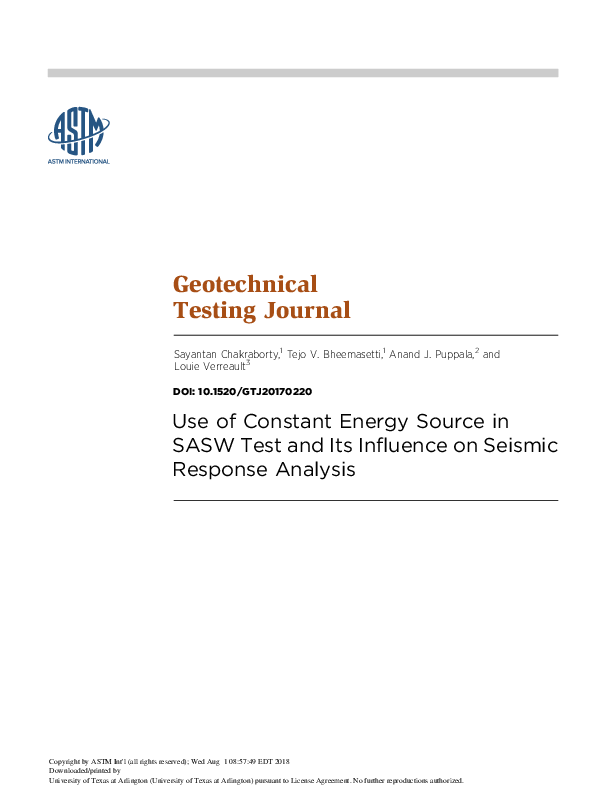 (PDF) Use of Constant Energy Source in SASW Test and Its Influence on ...