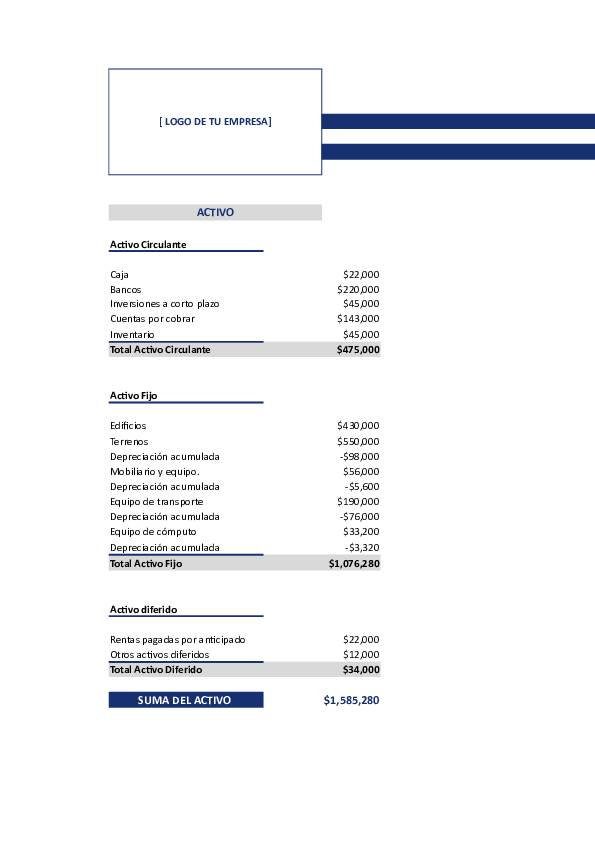 (XLS) Formato de Balance General