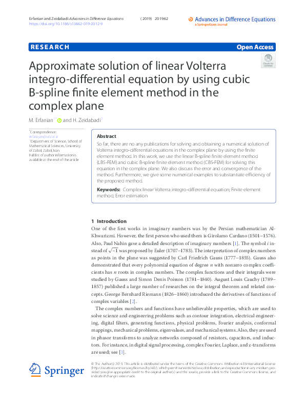 Pdf Approximate Solution Of Linear Volterra Integro Differential