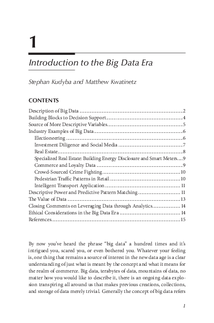 (PDF) Introduction to the Big Data Era