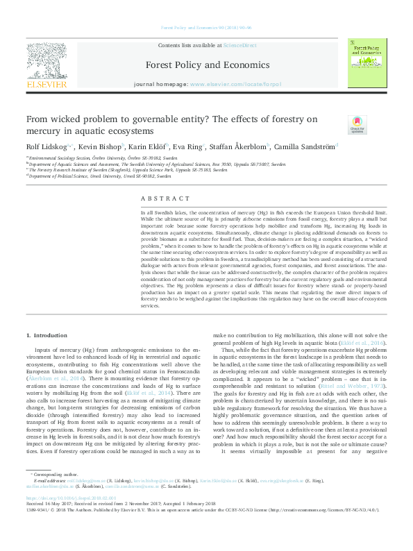 (PDF) From wicked problem to governable entity? The effects of forestry ...