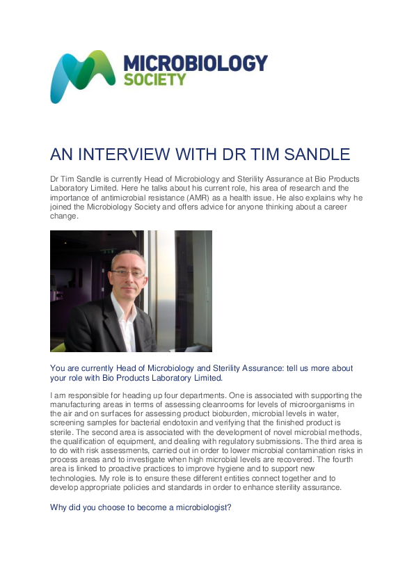 (PDF) An interview with Dr. Tim Sandle