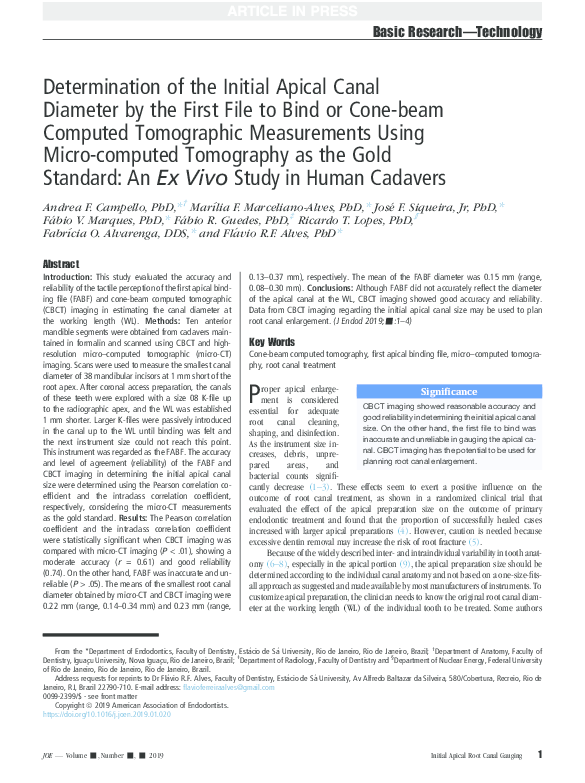 (PDF) Determination of the Initial Apical Canal Diameter by the First ...