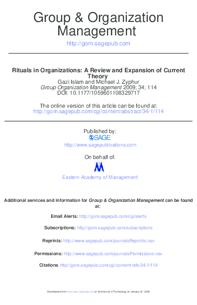(PDF) Rituals In Organizations: A Review and Expansion of Current ...