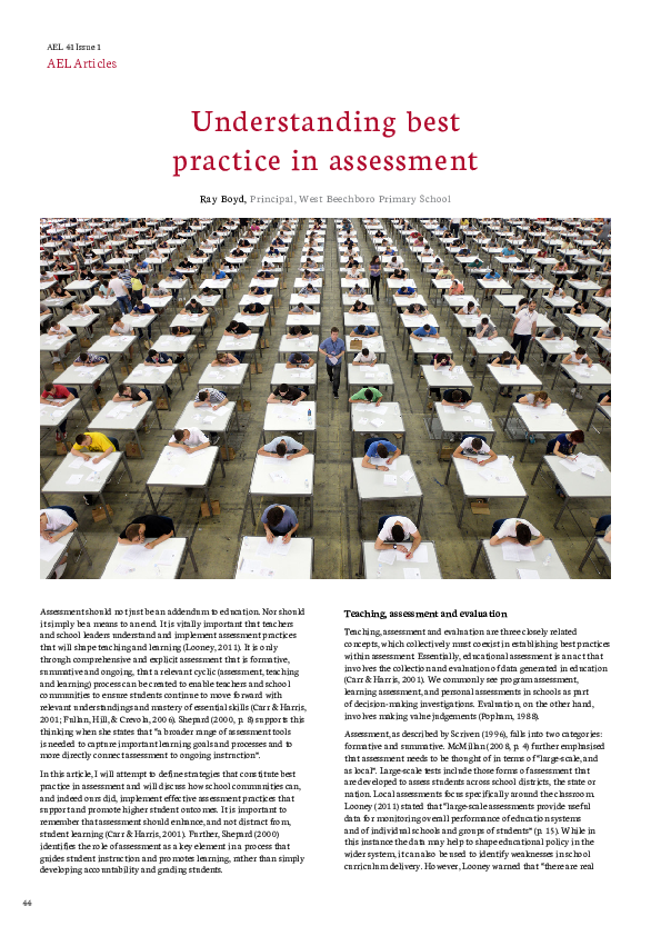 (PDF) Understanding best practice in assessment