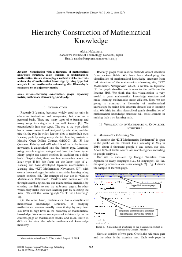 (PDF) Hierarchy Construction of Mathematical Knowledge