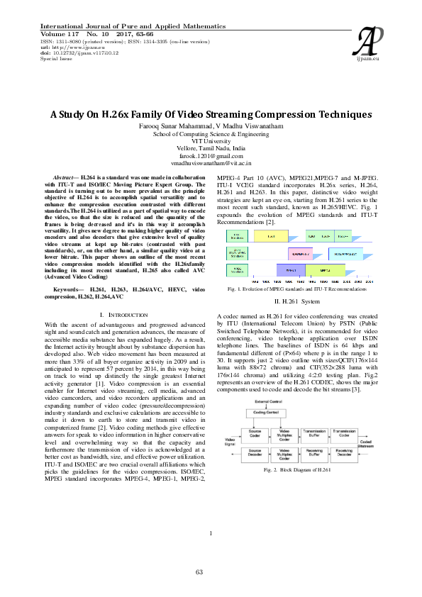 (PDF) A Study On H.26x Family Of Video Streaming Compression Techniques