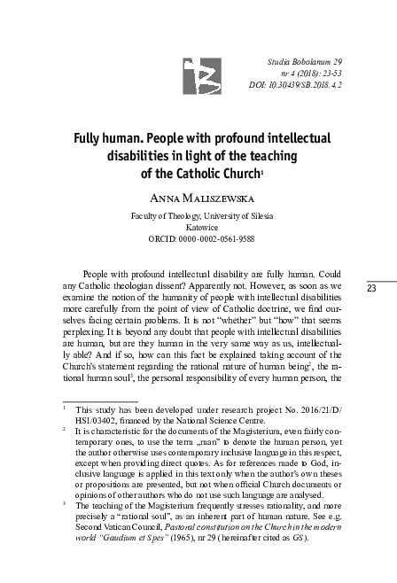 (PDF) Fully human. People with profound intellectual disabilities in ...