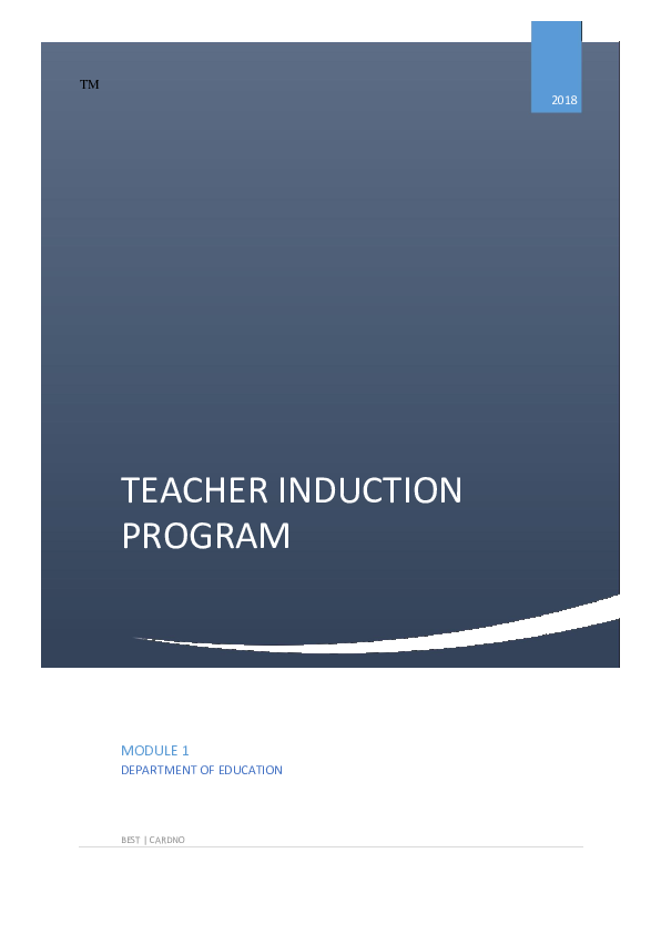 (PDF) TEACHER INDUCTION PROGRAM MODULE 1 DEPARTMENT OF EDUCATION BEST ...