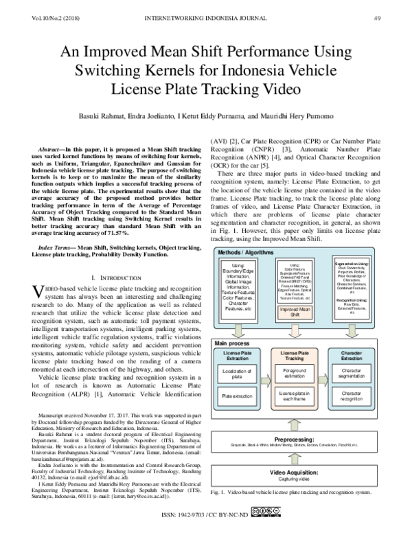 Pdf An Improved Mean Shift Performance Using Switching Kernels For