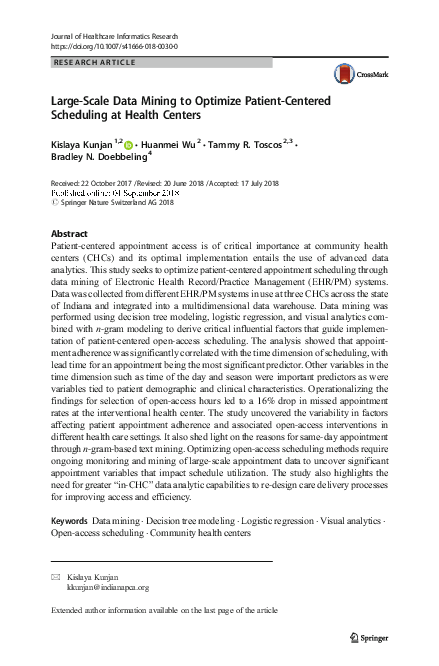 (PDF) Multi-Science Publishing ISSN 1756-8250 Healthcare Scheduling by Data Mining: Literature ...