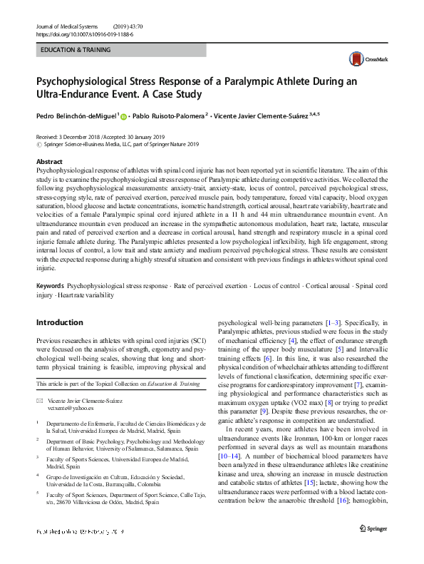 (PDF) Psychophysiological Stress Response of a Paralympic Athlete ...
