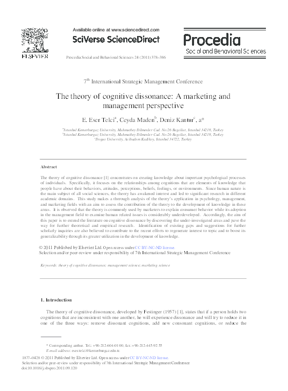 (PDF) The theory of cognitive dissonance: A marketing and management ...