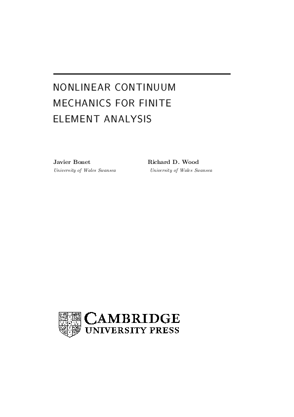 (PDF) NONLINEAR CONTINUUM MECHANICS FOR FINITE ELEMENT ANALYSIS
