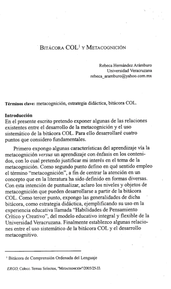 (PDF) BITACORA COL 1 Y METACOGNICION