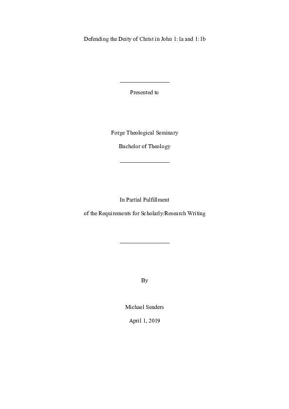 (PDF) Defending the Deity of Christ in John 1 v2