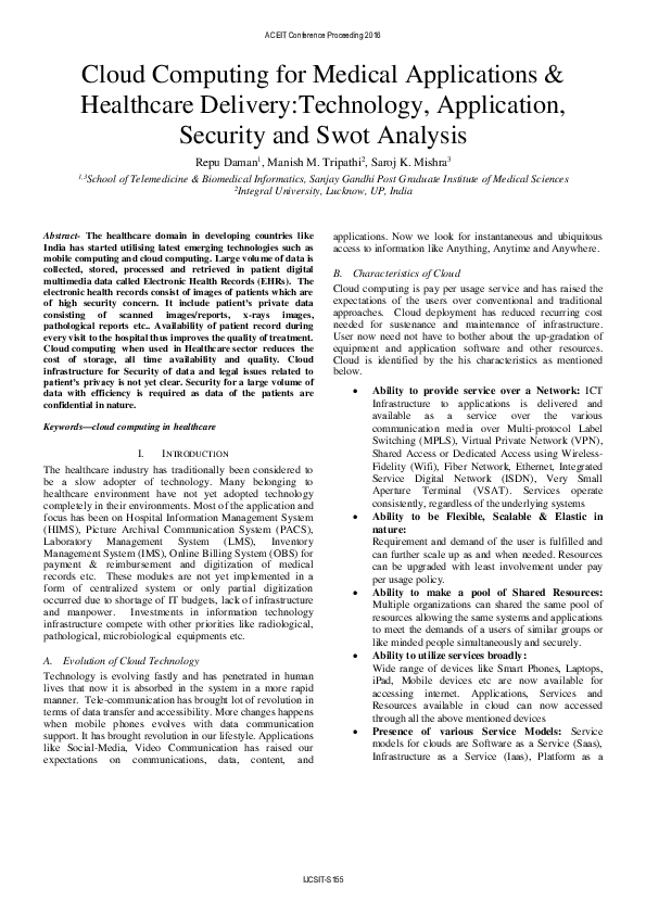 (PDF) Cloud Computing for Medical Applications & Healthcare Delivery ...