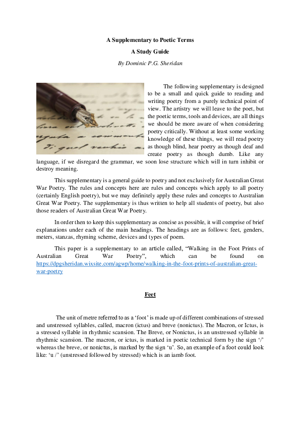 (PDF) A Supplementary to Poetic Terms - A Study Guide