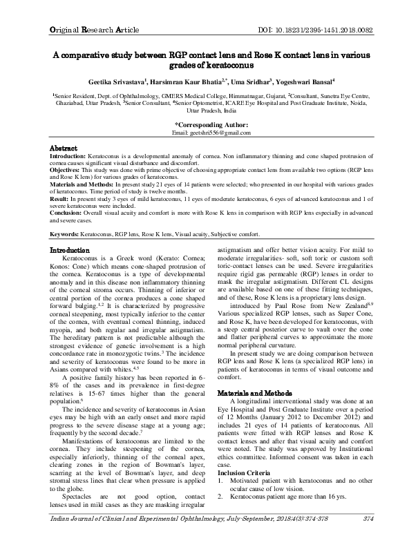 (PDF) A comparative study between RGP contact lens and Rose K contact ...
