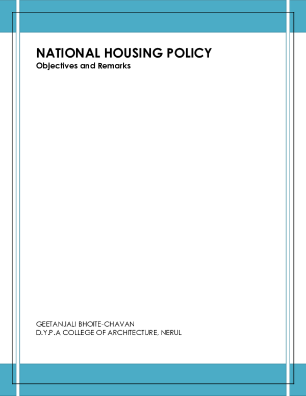 (DOC) NATIONAL HOUSING POLICY