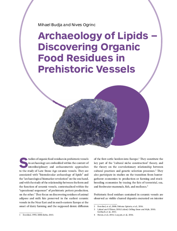 (PDF) Archaeology of Lipids -Discovering Organic Food Residues in ...