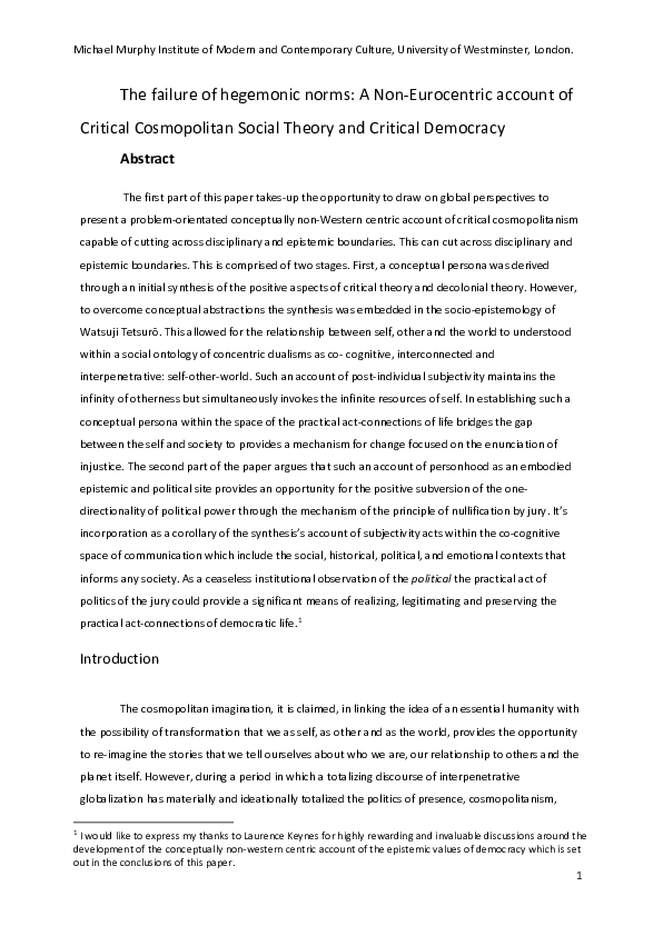 (PDF) The failure of hegemonic norms: A Non-Eurocentric account of ...