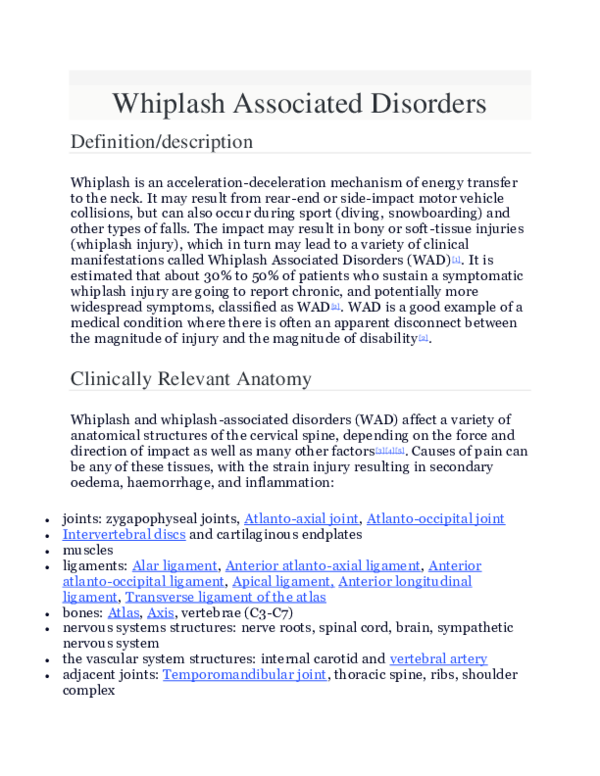 (DOC) Whiplash Associated Disorders