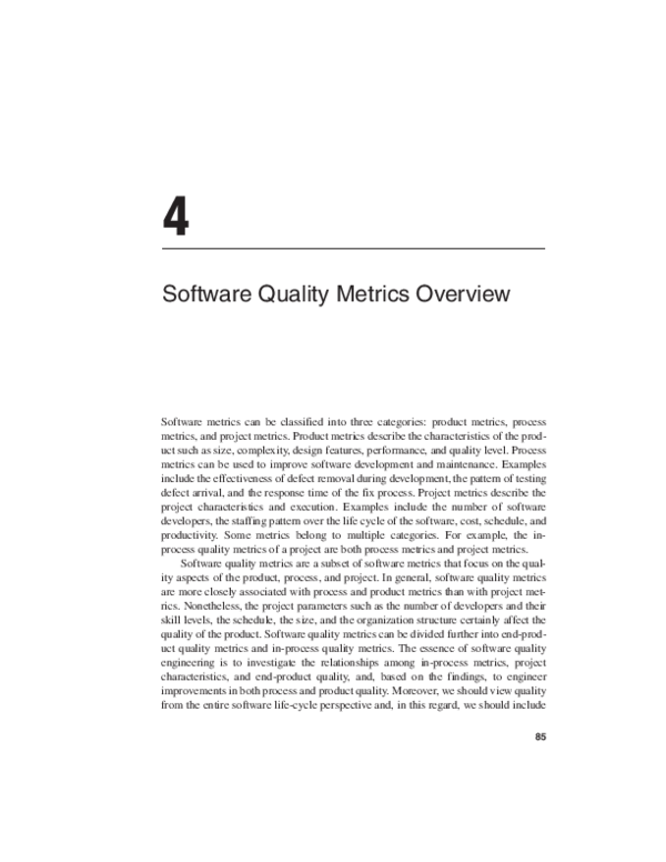 (PDF) Software Quality Metrics Overview