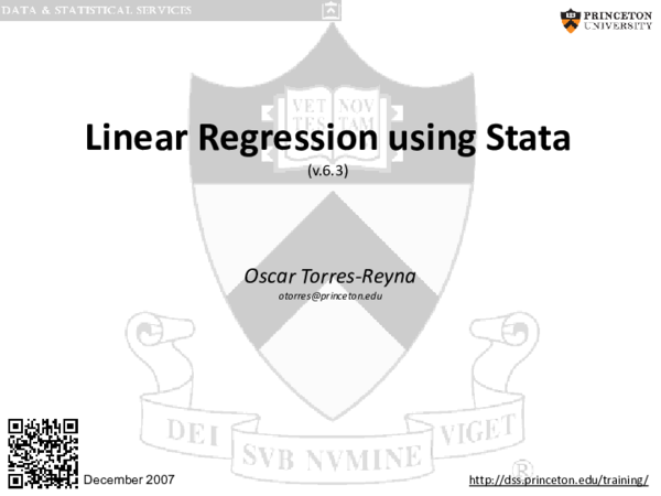 (PDF) Linear Regression using Stata