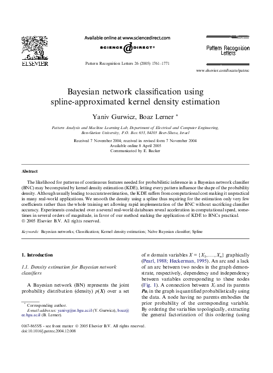 Pdf Bayesian Network Classification Using Spline Approximated Kernel Density Estimation