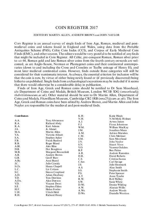(PDF) COIN REGISTER 2017
