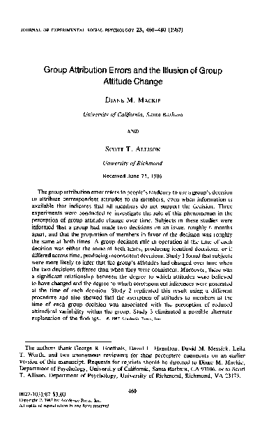 (PDF) Group attribution errors and the illusion of group attitude change